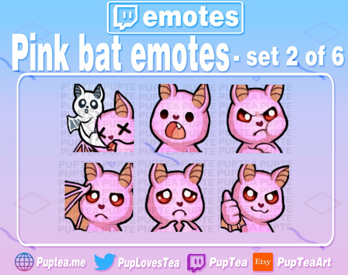 6x Cute Pink Bat Emotes Pack for Twitch, Youtube, and Discord - Etsy