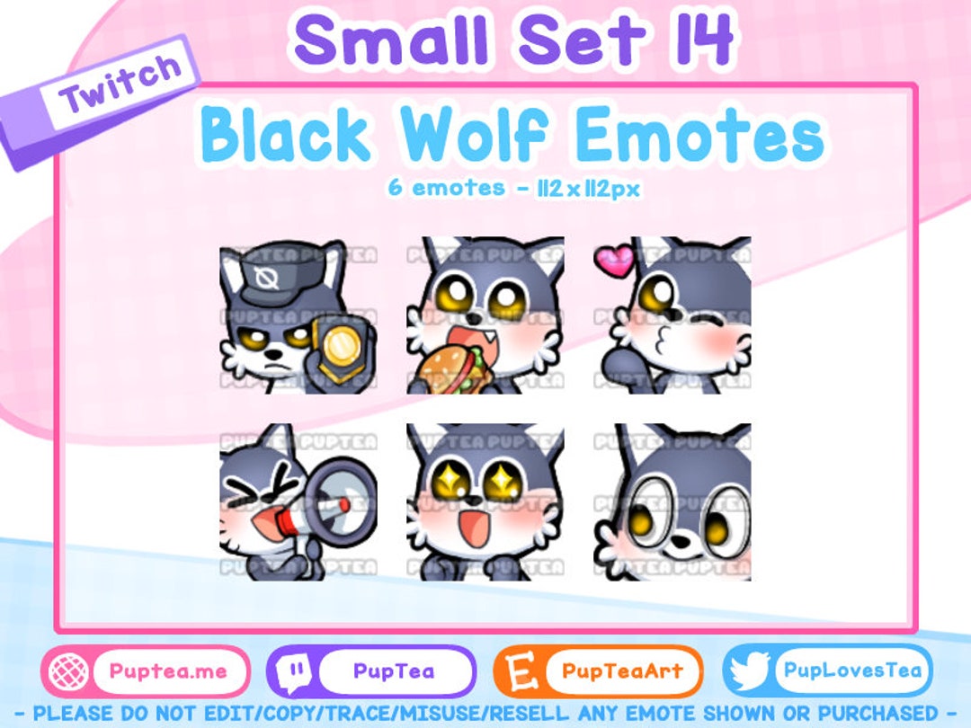 6x Cute Black Wolf Emotes Pack for Twitch Youtube and Discord | Set 14 ...