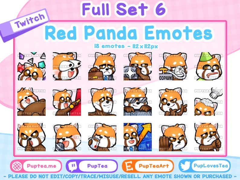 18x Cute Red Panda Emotes Pack for Twitch Youtube and Discord - Etsy