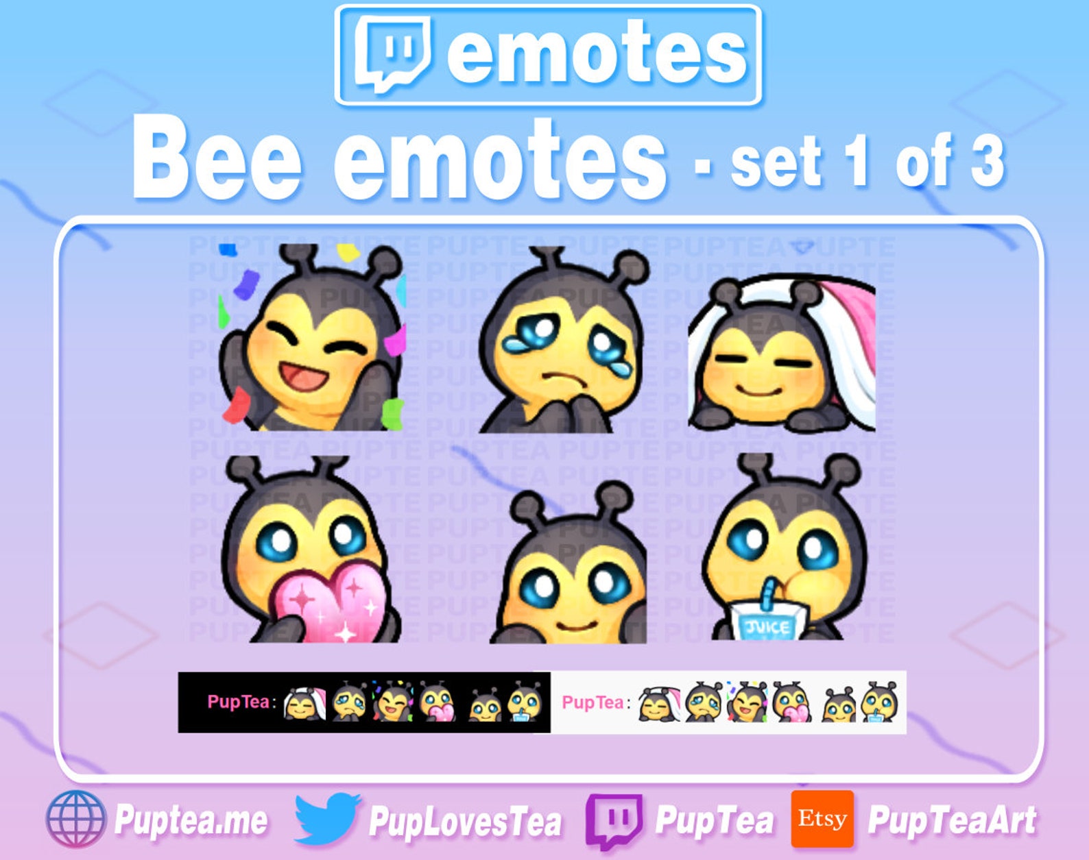 6x Cute Bee Emotes Pack for Twitch Youtube and Discord Set 1 - Etsy