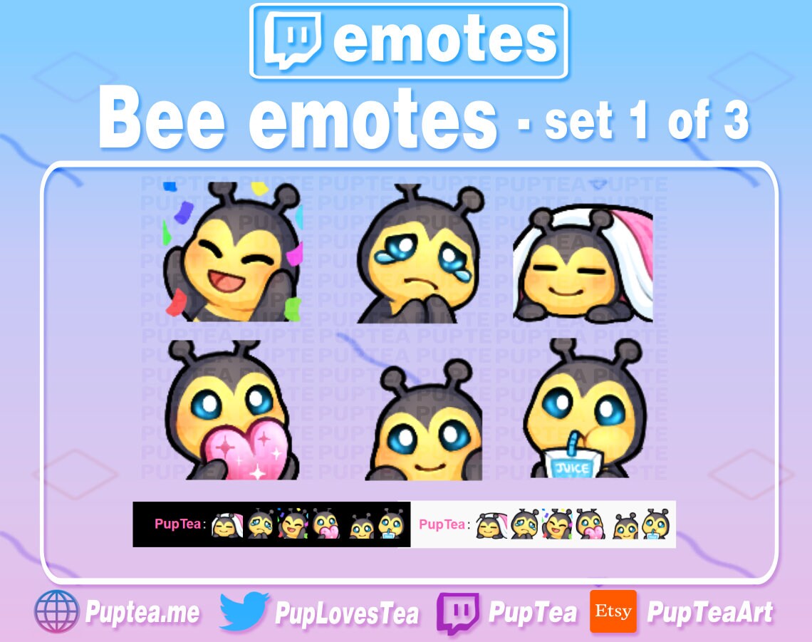 6x Cute Bee Emotes Pack for Twitch Youtube and Discord Set 1 - Etsy