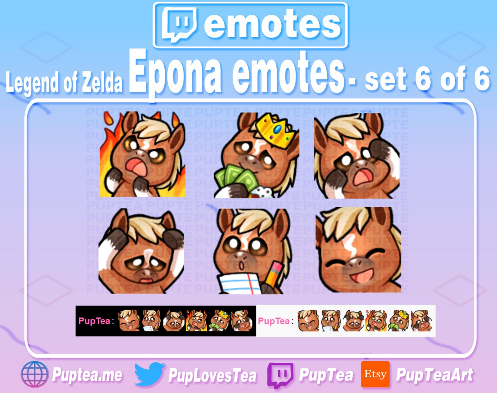 6x Cute Epona Emotes / Horse Emotes Pack for Twitch Youtube and Discord ...