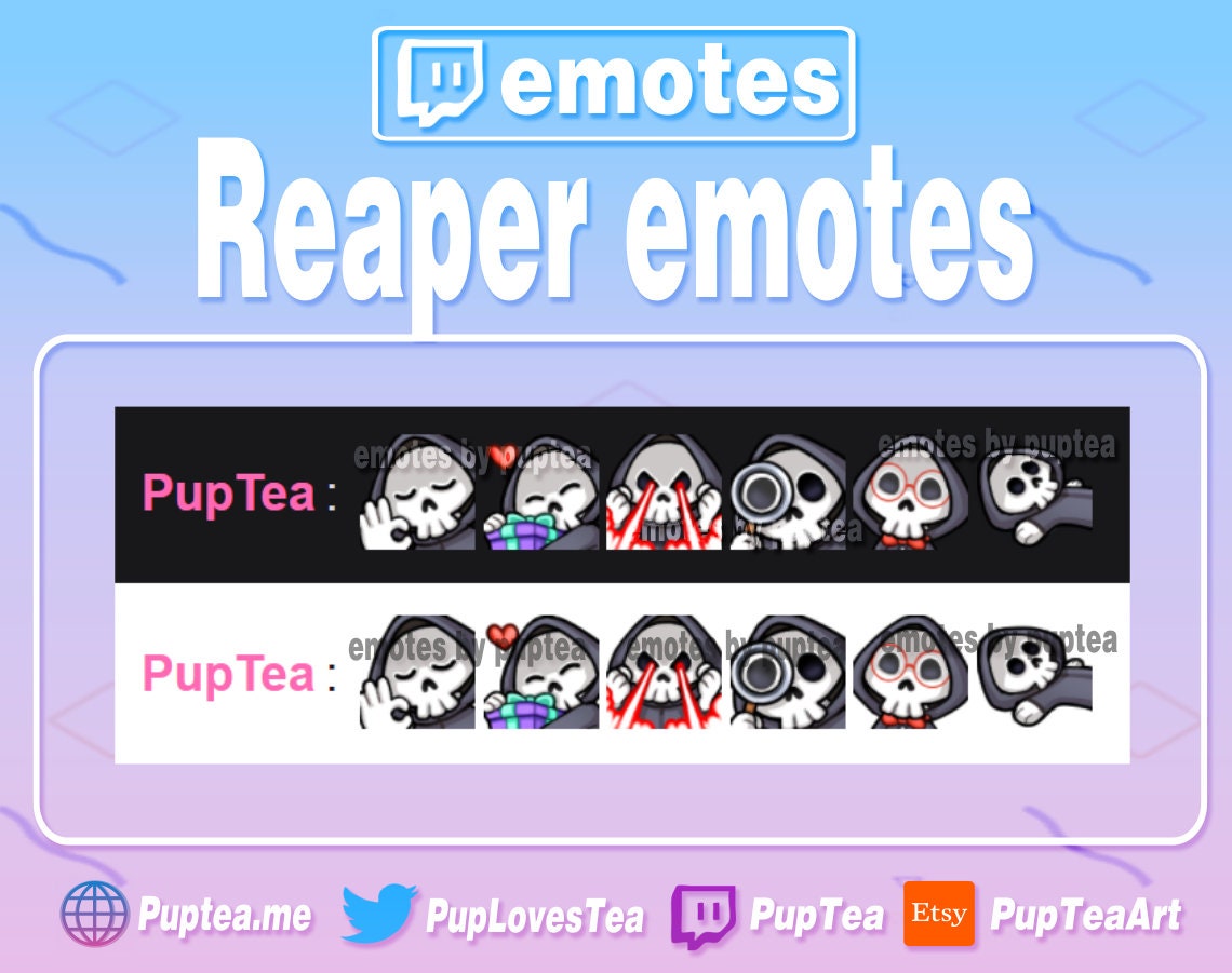 6x Cute Skeleton Grim Reaper Emotes Pack for Twitch Youtube and Discord ...