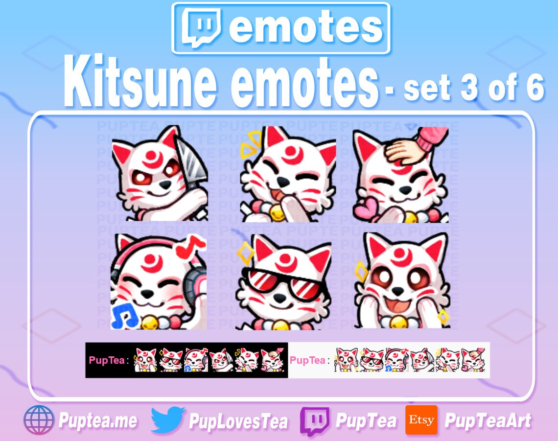 6x Cute Kitsune Emotes Pack for Twitch Youtube and Discord - Etsy