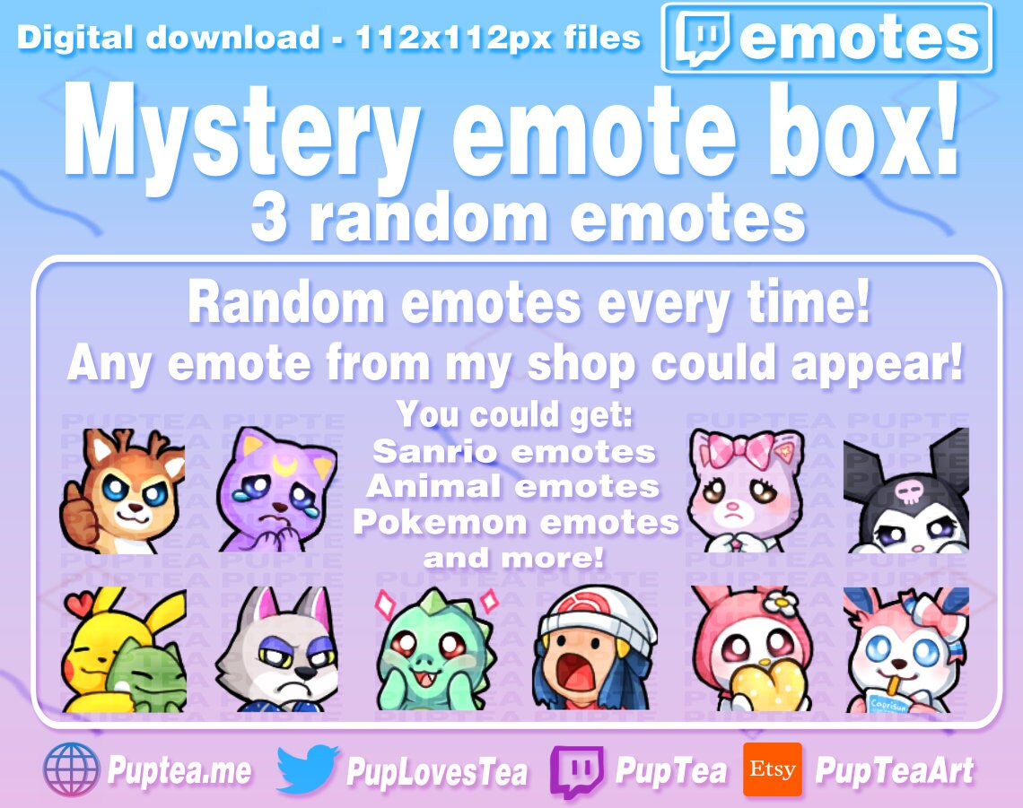 3 Mystery Emotes Bundle Cute Mystery Emotes for Twitch Youtube and ...
