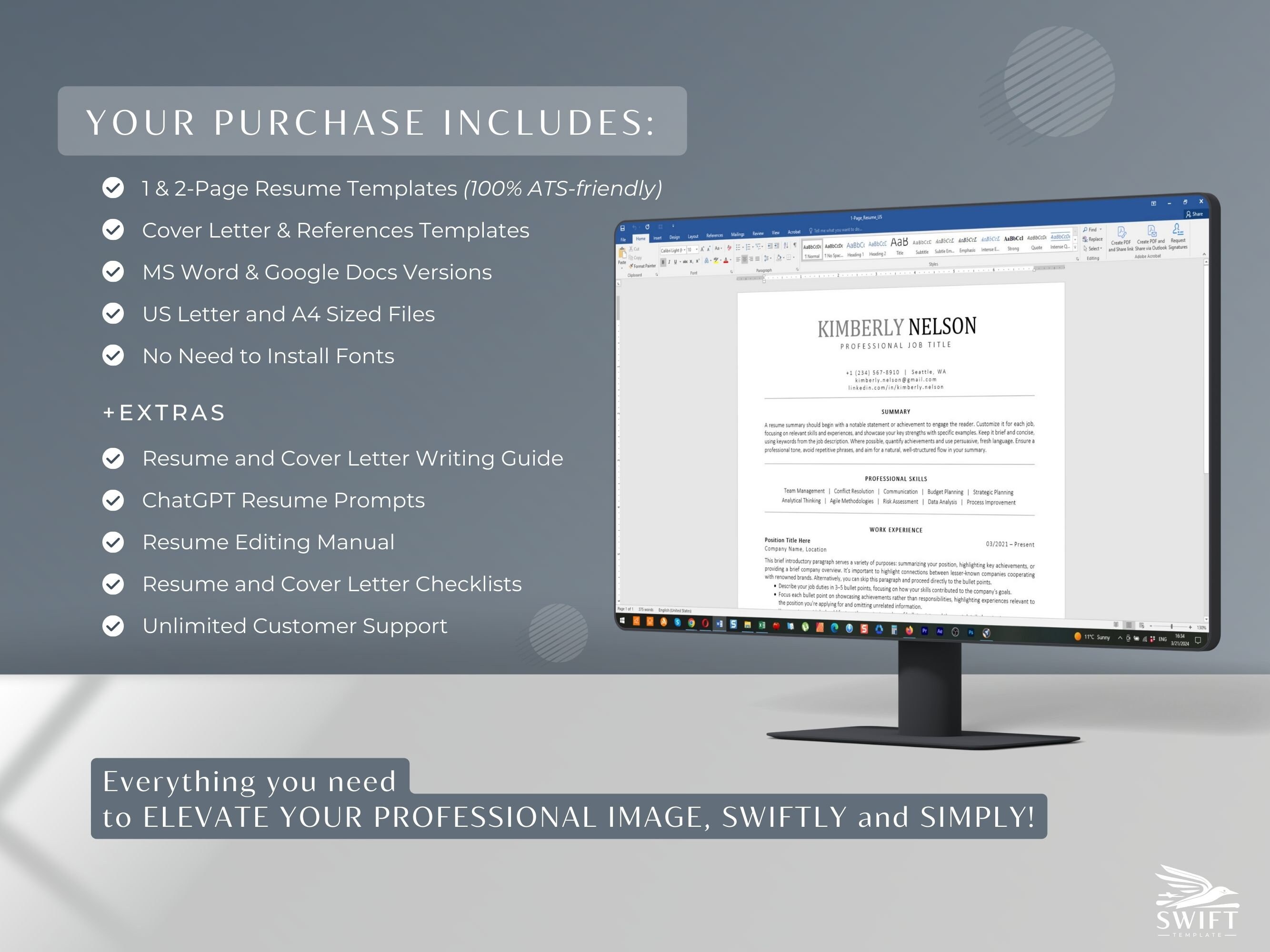 ATS Friendly Resume Template for MS Word & Google Docs, ATS Optimized ...