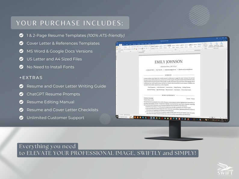 ATS Friendly Resume Template for Microsoft Word and Google Docs, ATS ...