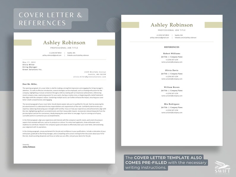 ATS Friendly Resume Template for Microsoft Word and Google Docs, Simple ...
