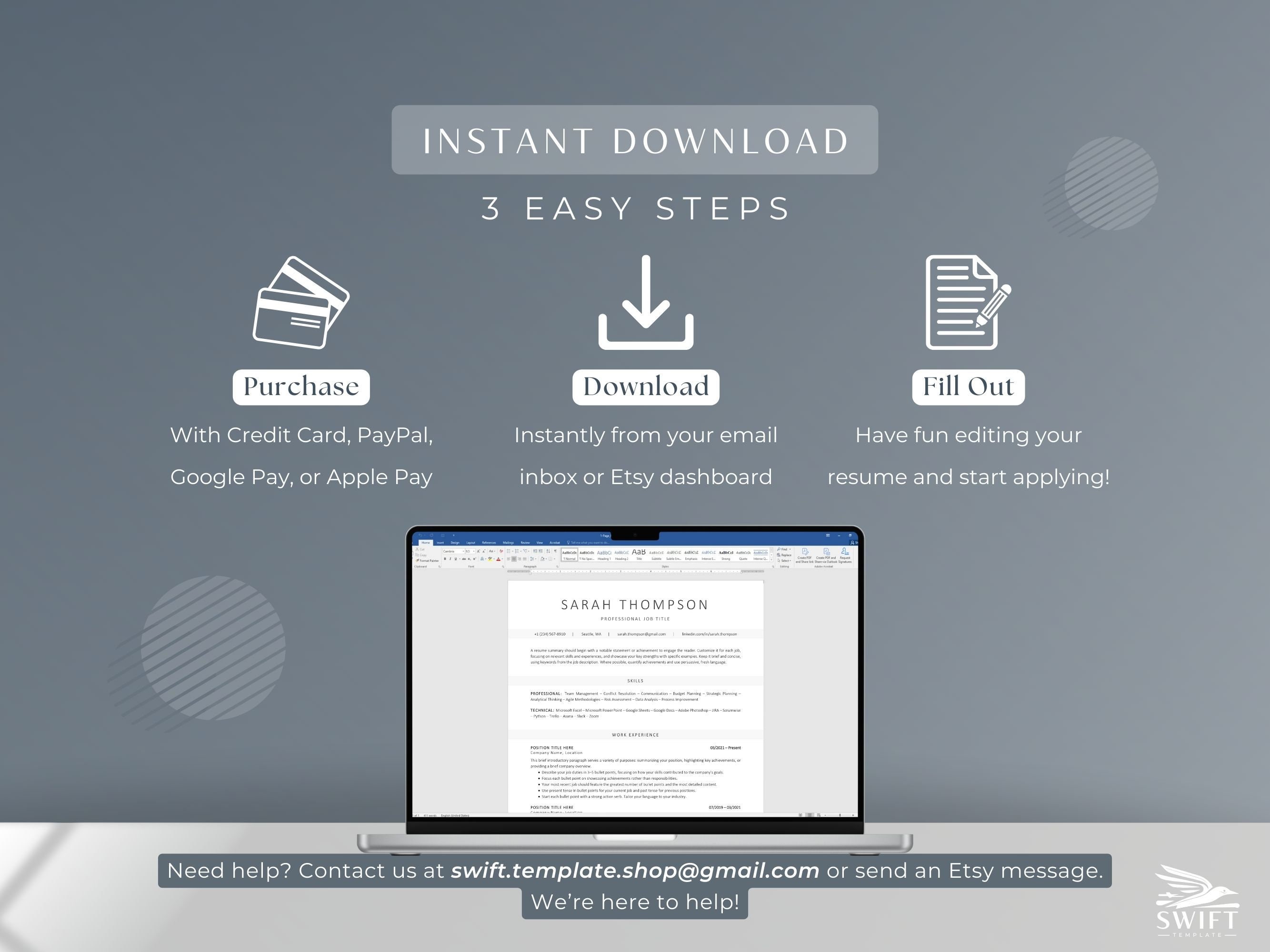 ATS Optimized Resume Template for Word and Google Docs, Simple ATS ...