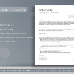 Professional ATS Resume Template for Word and Google Docs, Modern Cv ...