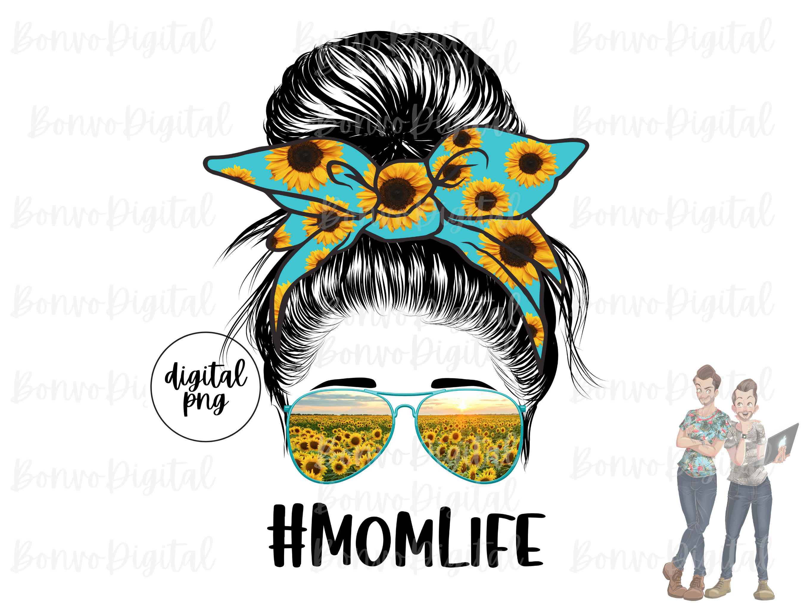 Mom Life Teal Sunflower Digital Design Mom Life Sunflowers - Etsy