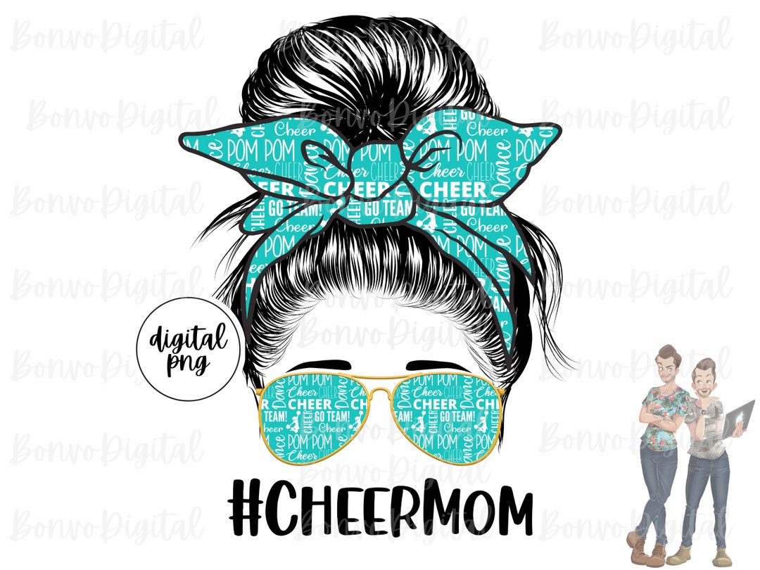 Cheer Mom Digital Design, Cheerleader Mom Download, Teal Cheer Design ...
