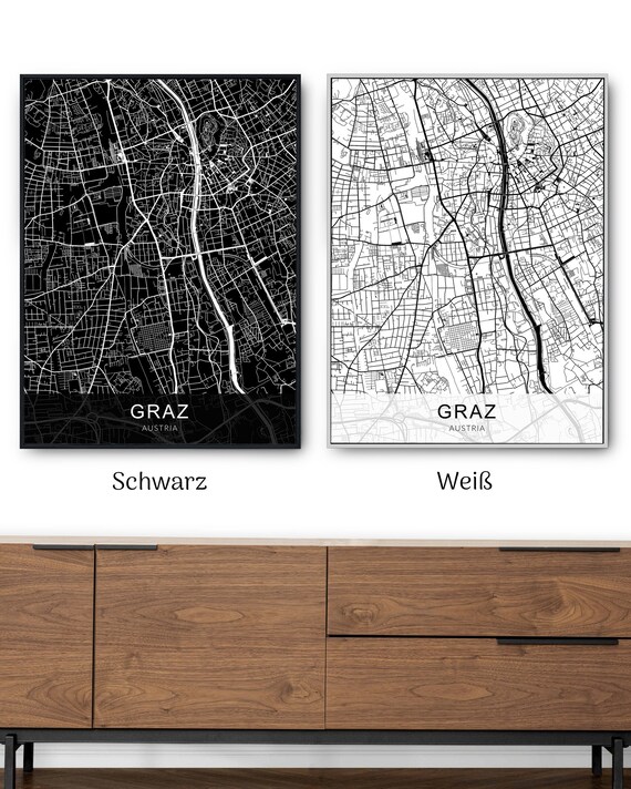 Mapa de la ciudad de Graz / Mapa Mapa de Graz o mapa de la - Etsy España