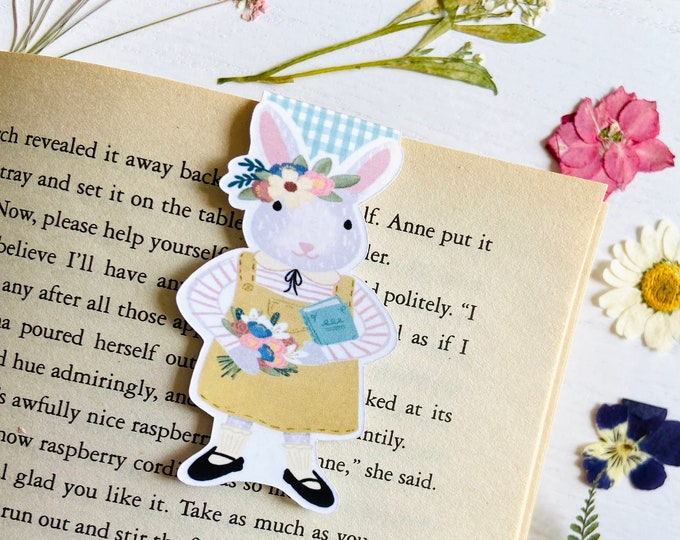 Spring Bunny Magnetic Bookmark - Easter Bookmark - Spring Bookmark - Etsy