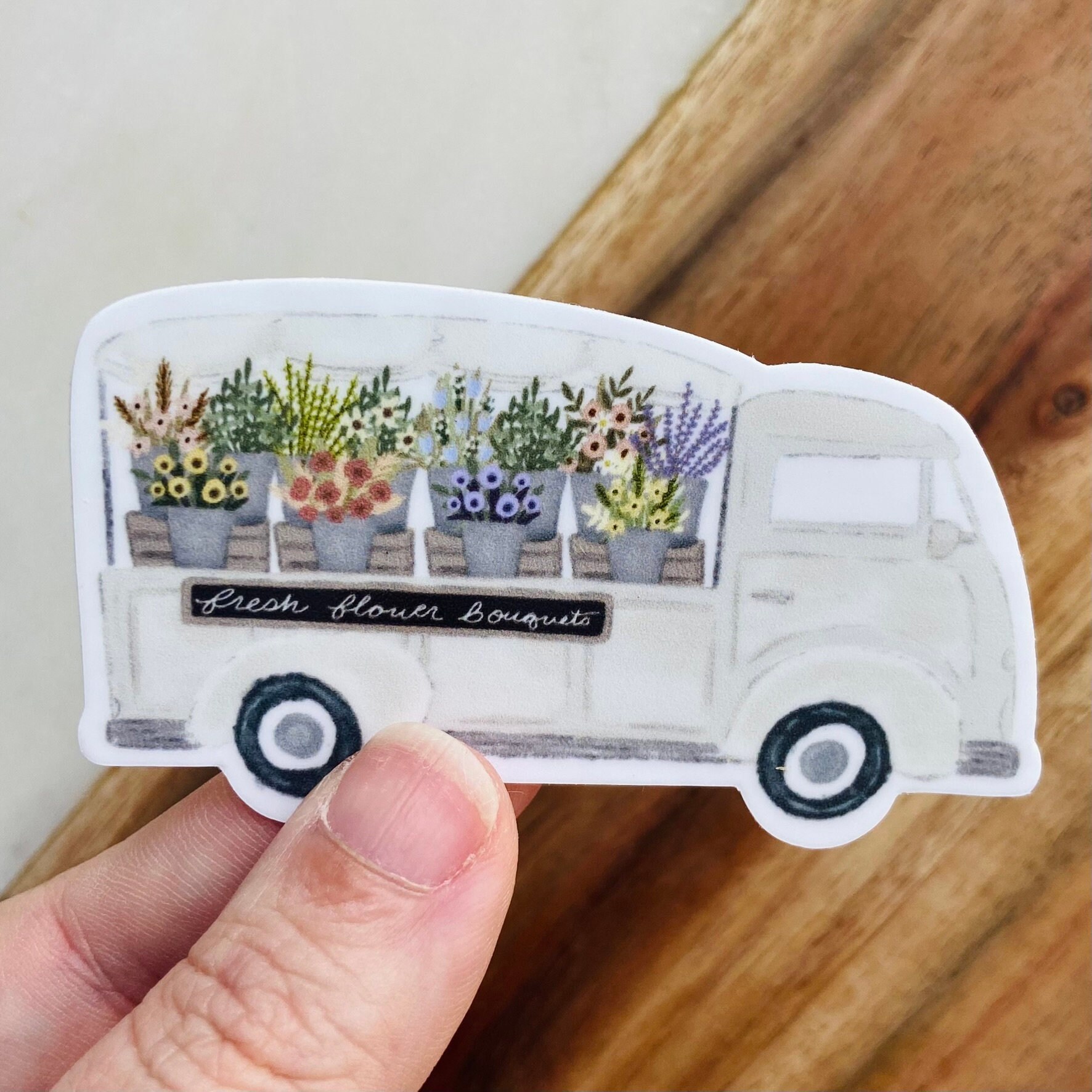 Flower Truck Vinyl Sticker White Flower Truck - Etsy