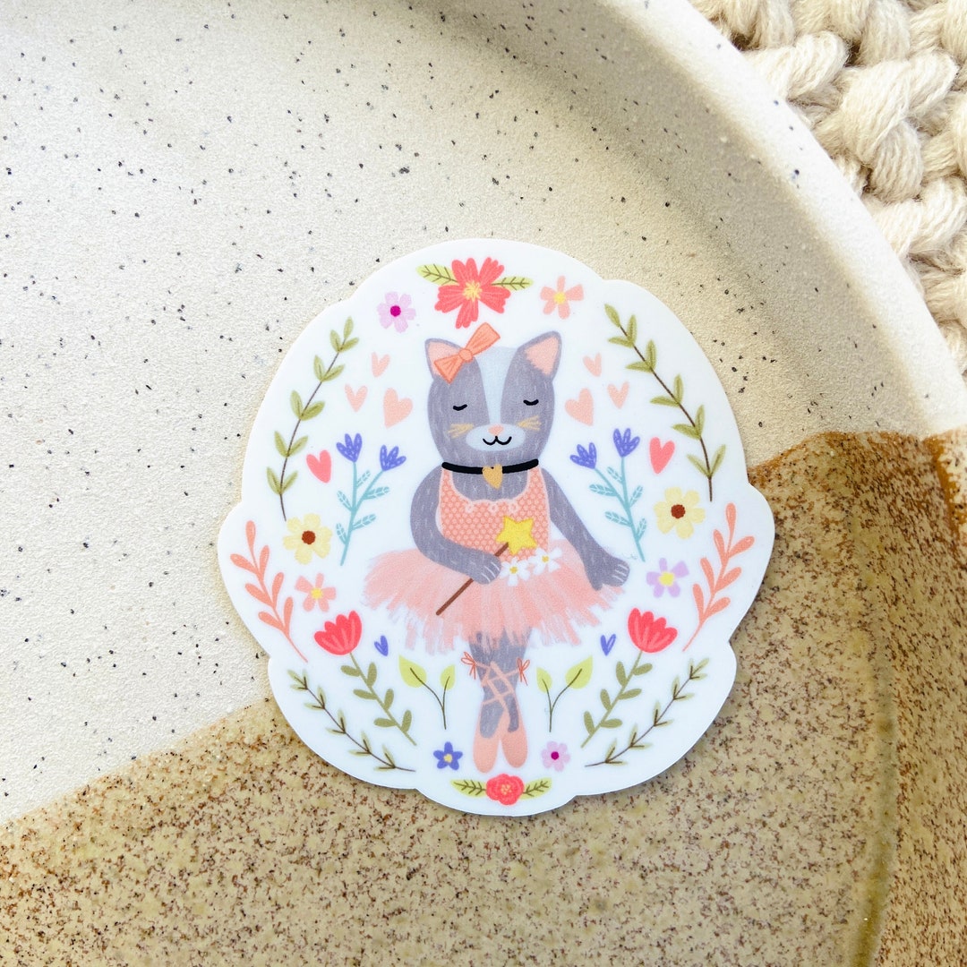 Ballerina Kitty - Waterproof Sticker - Cat Lover Gift - Etsy