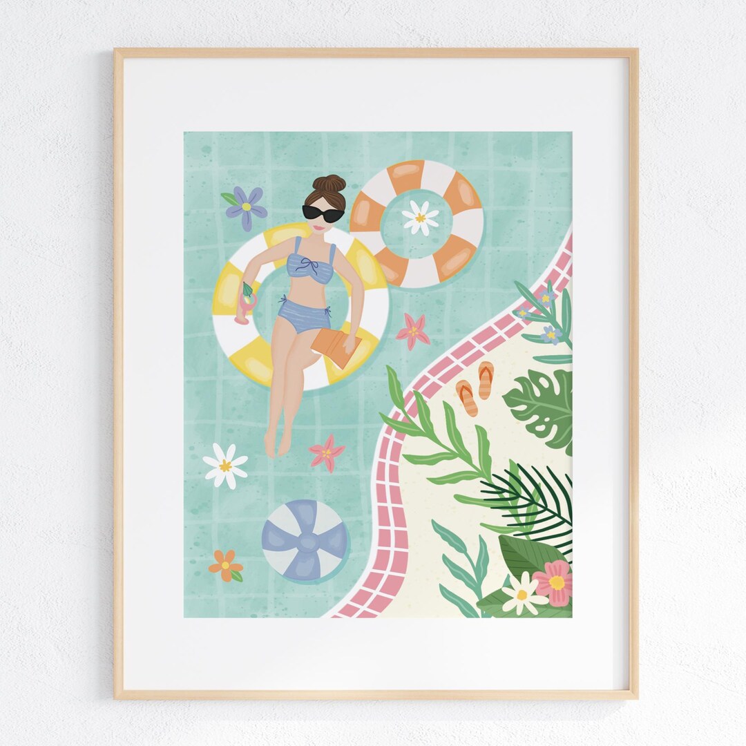 Keep Calm Float on Pool Girl - Art Print - Etsy