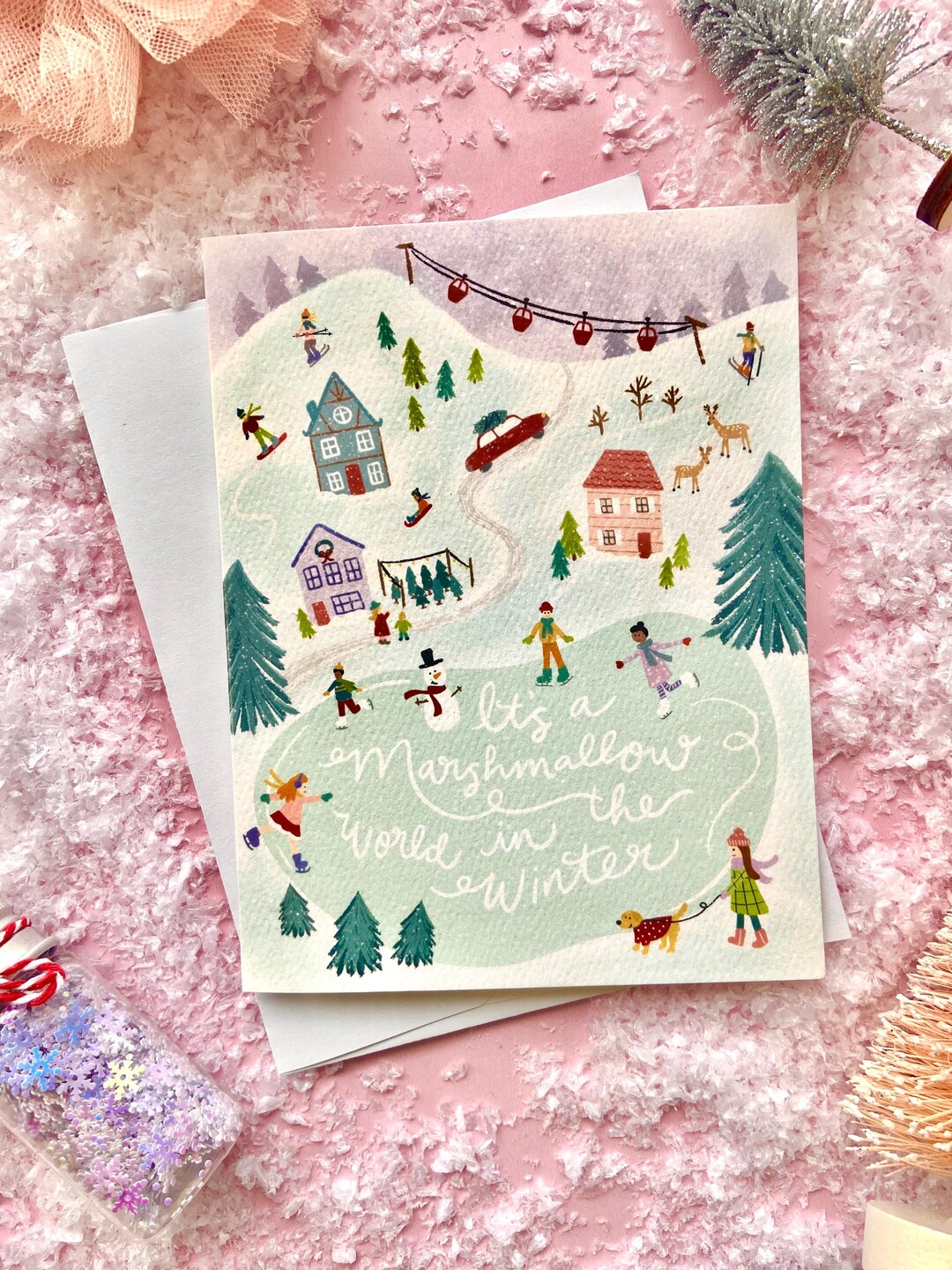 Christmas Marshmallow World Skating - Greeting Card - Etsy