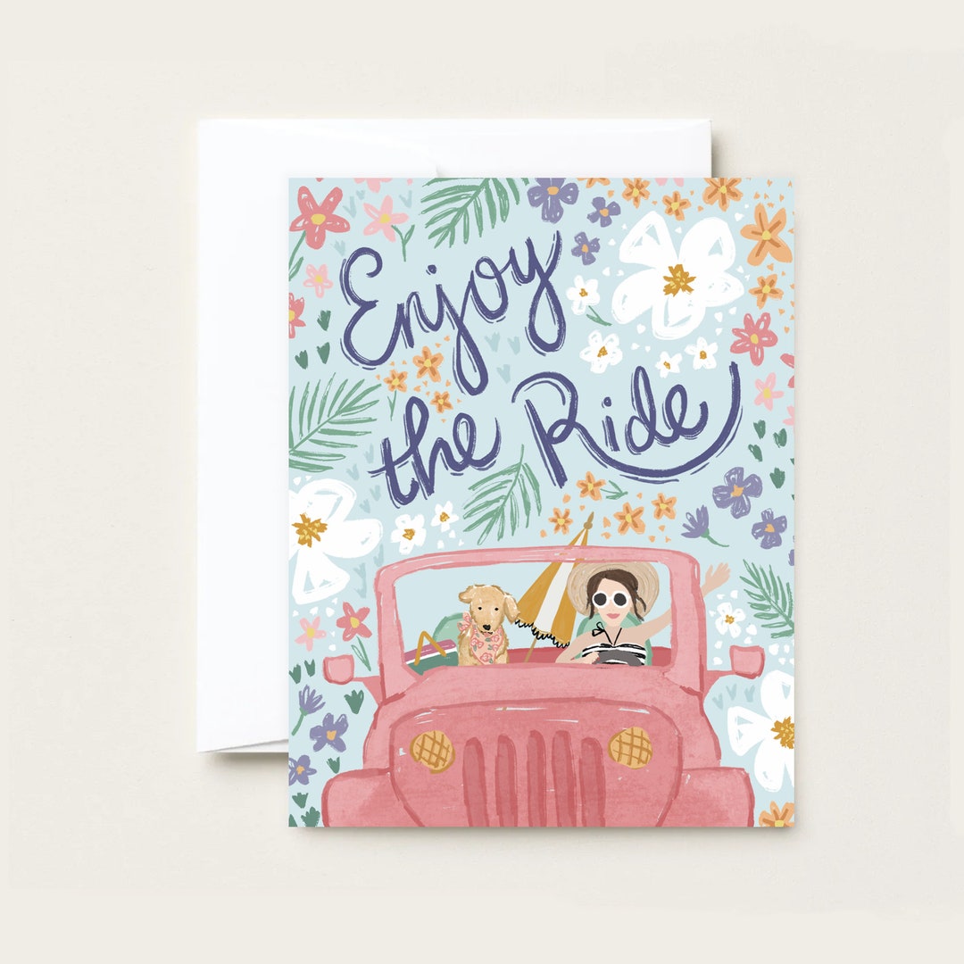 Enjoy the Ride - Summer Jeep Greeting Card - Etsy