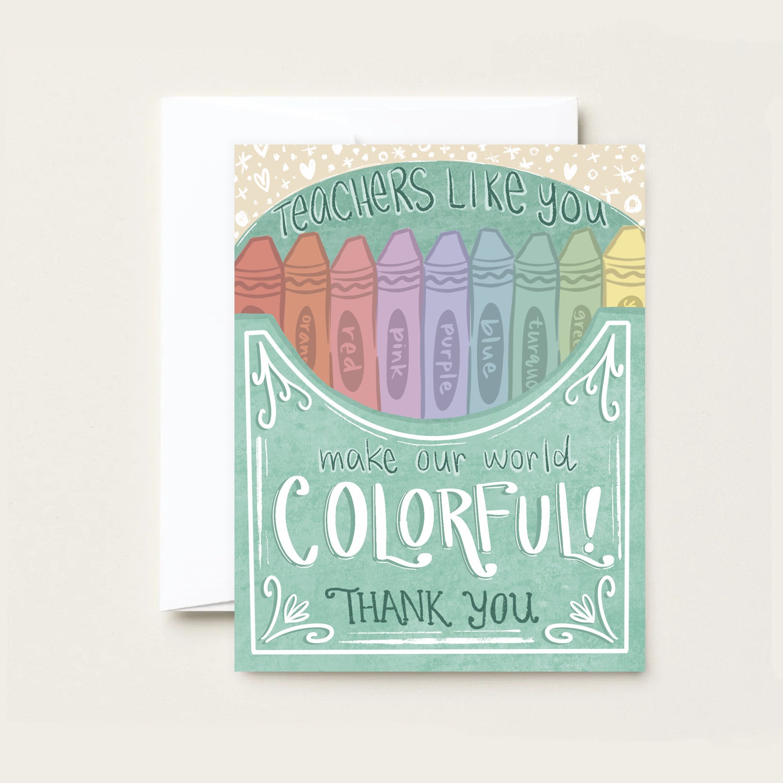 Colorful Crayons Teacher Card - Teacher Appreciation Greeting Card - Etsy