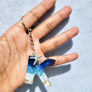 Ocean Theme Gift, Beach Keychain, Ocean Keychain, Resin Letter Keychain ...