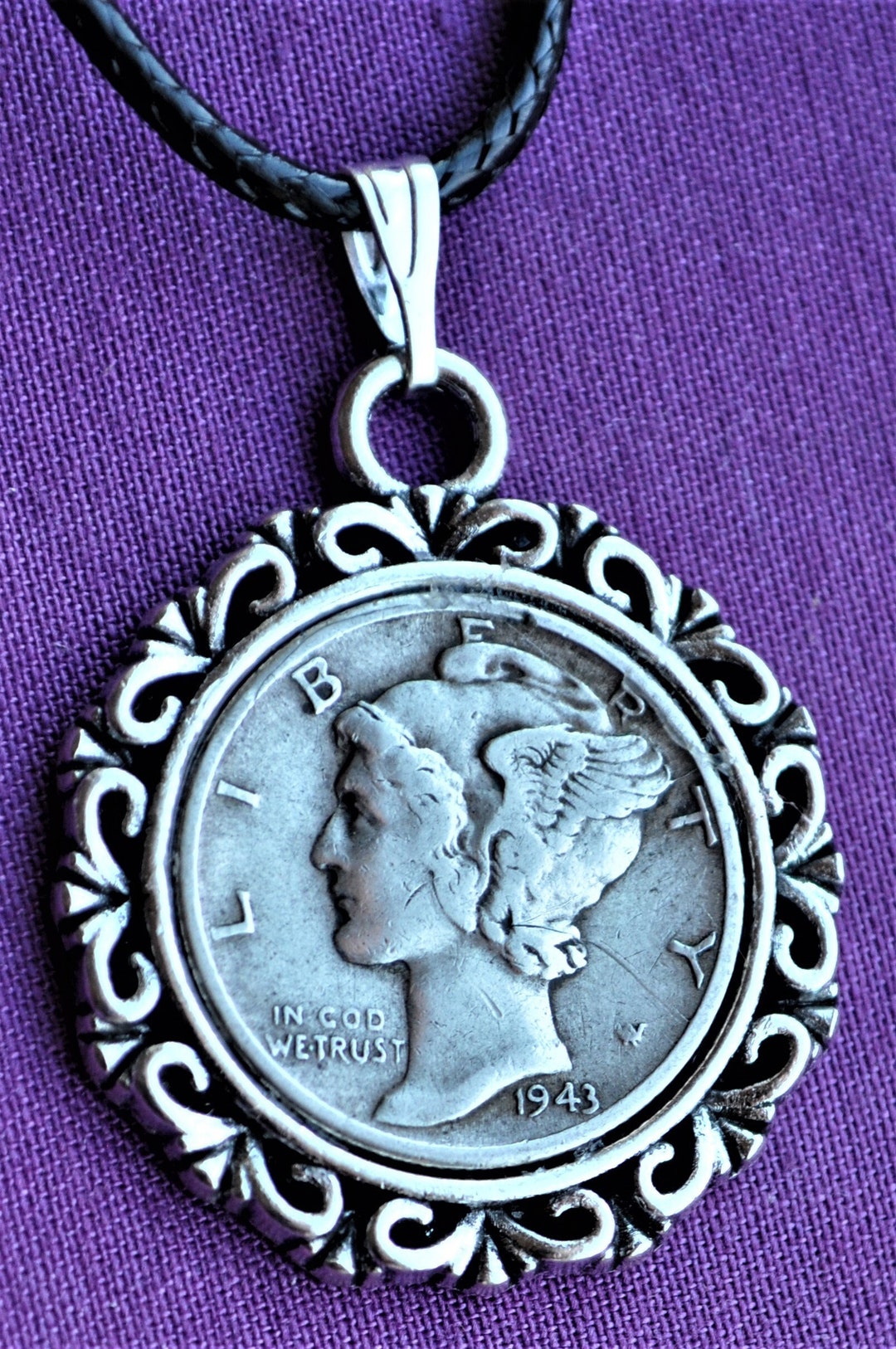 Vintage Silver Mercury Head Dime Coin Pendant Necklace - Etsy
