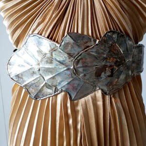 Vintage 1970s Belt Brutalist Metal Brass Made in India Wide Leaf ...