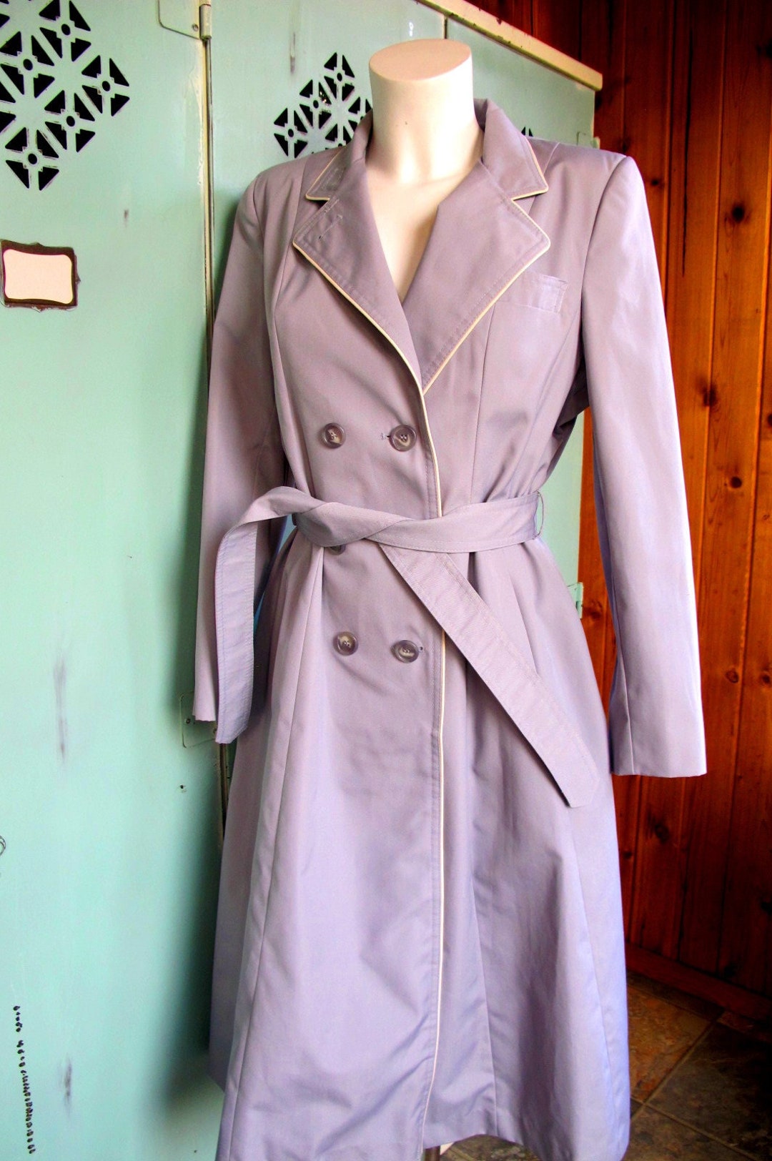 Vintage Trench Coat Jacket Beautifully Tailored With White Pipping and ...