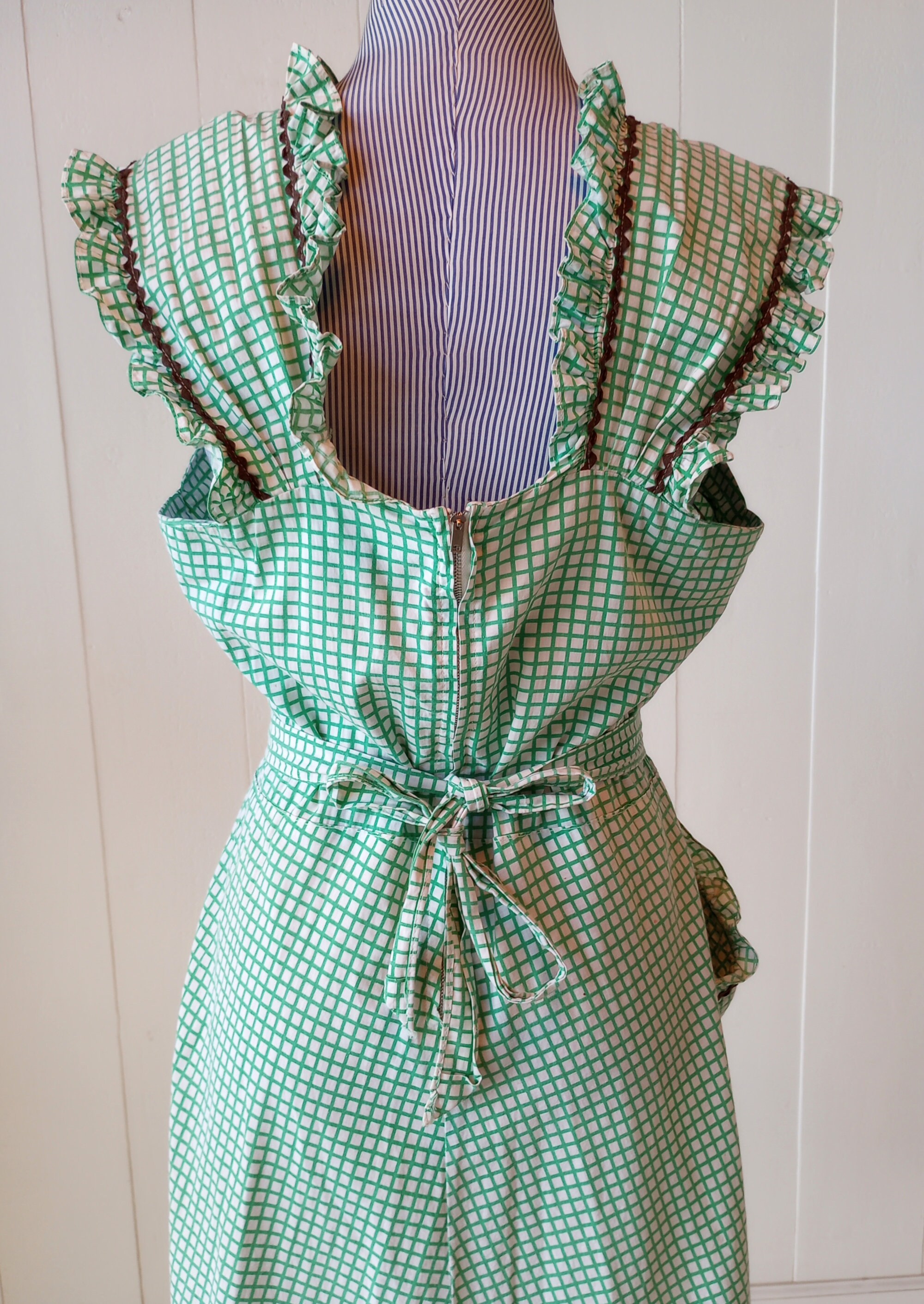 1940s Dress Winnie Mae Frocks Gingham With Floral & Ruffle Detail ...