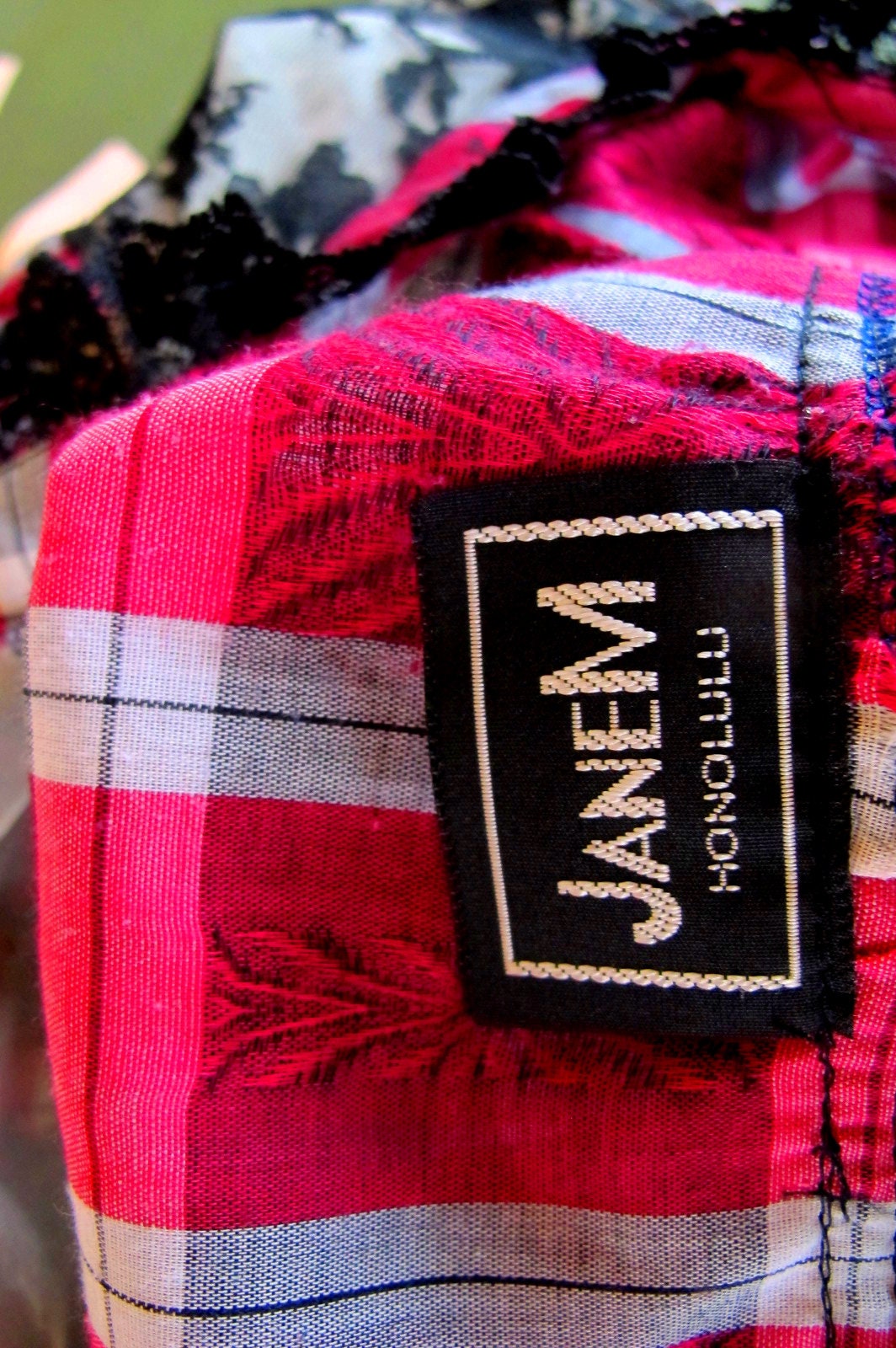 Vintage Mu'umu'u With Sheer Lace Details Hawaii Muumuu Dress Plaid ...