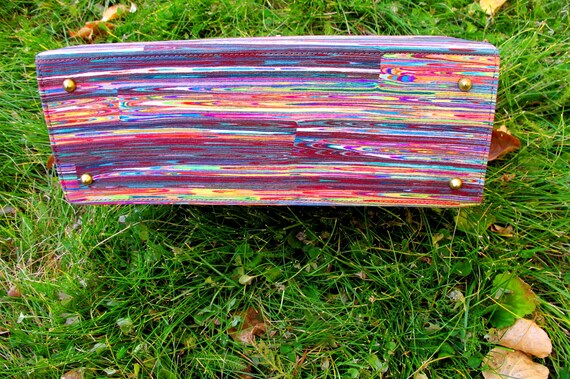 Vintage 1950s Purse Neon Rainbow with gold Accents - Gem