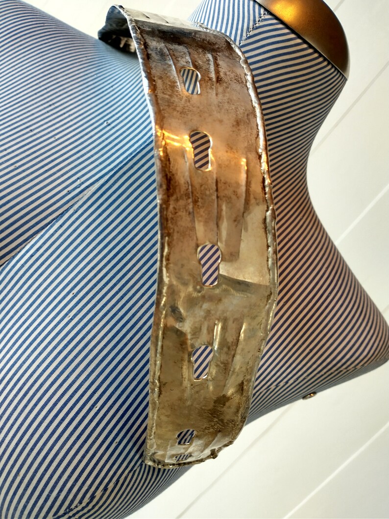 Vintage 1970s Belt Brutalist Metal Brass Made in India Wide Leaf ...