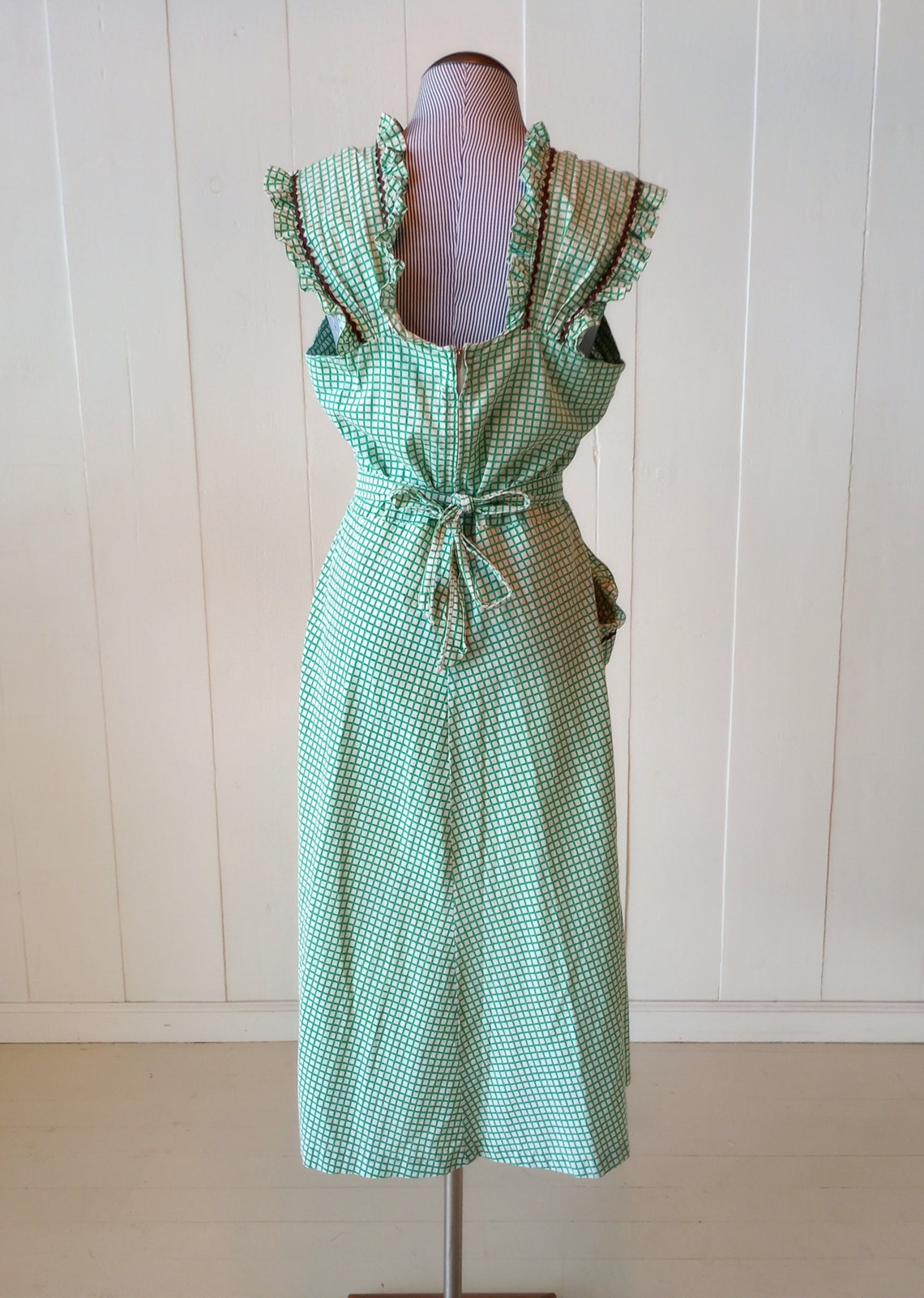 1940s Dress Winnie Mae Frocks Gingham With Floral & Ruffle Detail ...