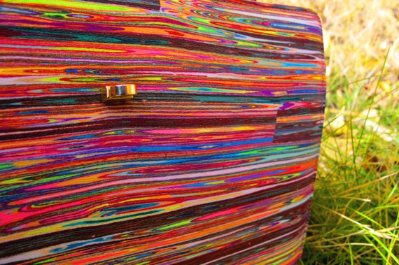 Vintage 1950s Purse Neon Rainbow with gold Accents - Gem