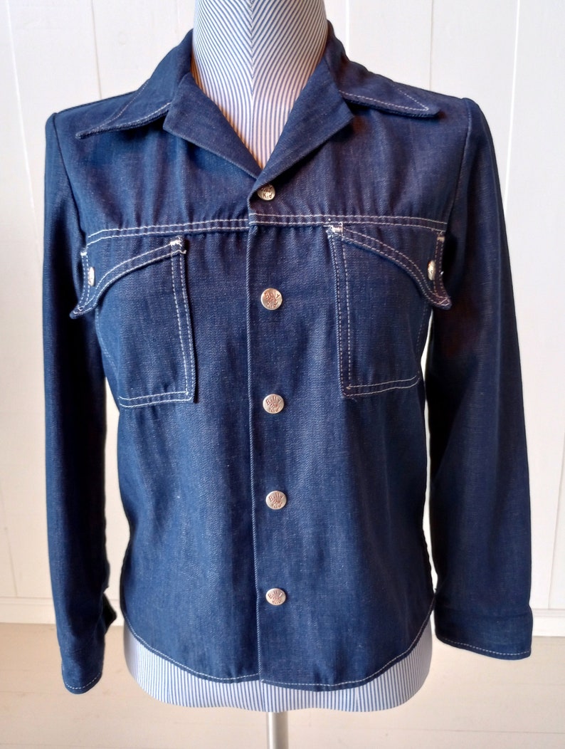 Vintage 1970s Denim Embroidered Jacket Shacket Butterfly Billy the Kid ...