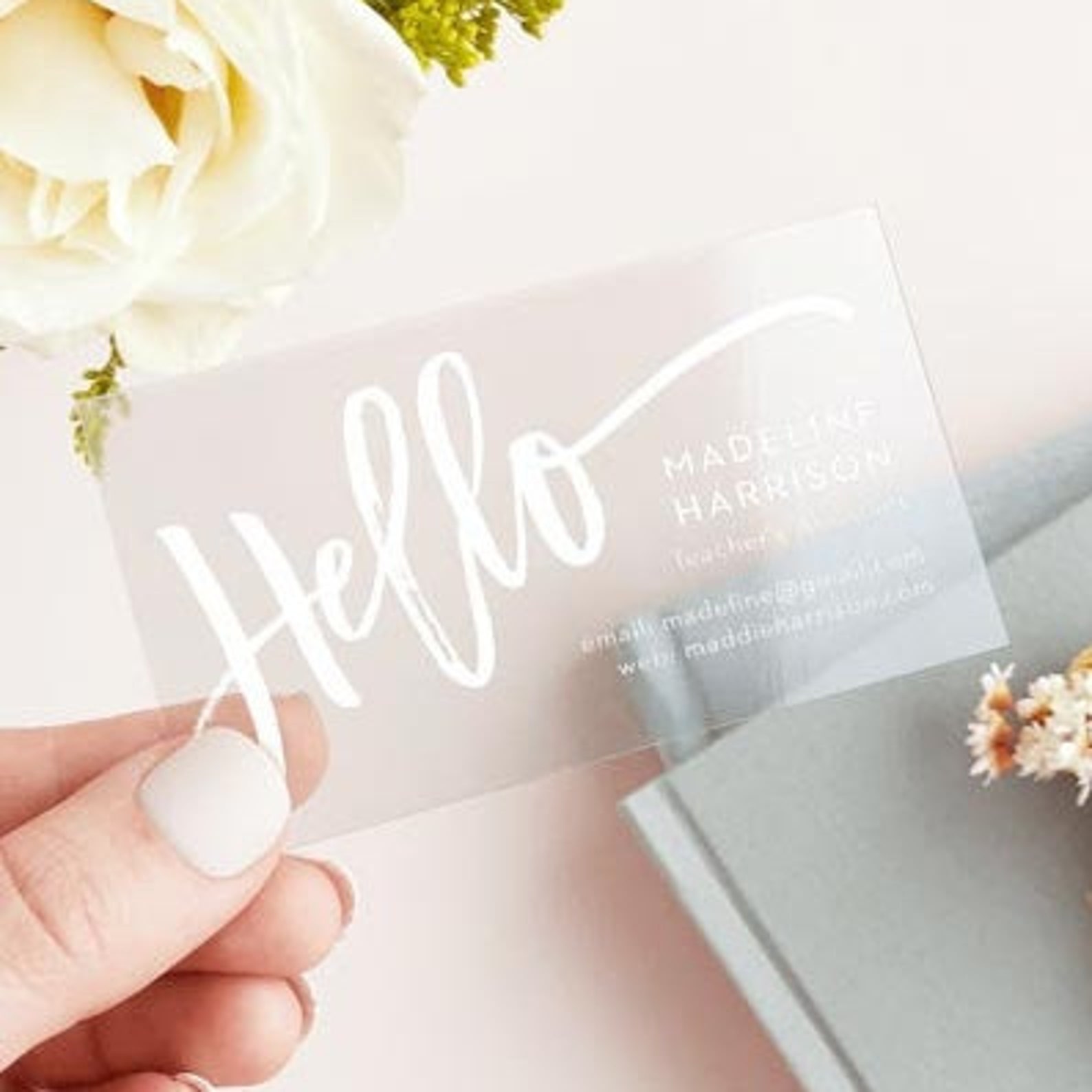 100 FOIL Plastic Clear Transparent Business Card Free QR - Etsy