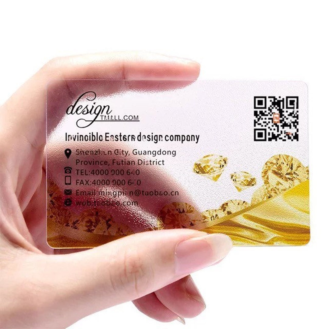 400 Clear Plastic Business Cards, Transparent Business Card, QR Code ...
