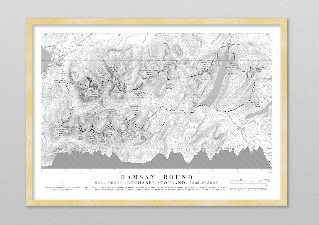 Ramsay Round Map With Elevation Profile. Gift for Hill Runner / Walker ...