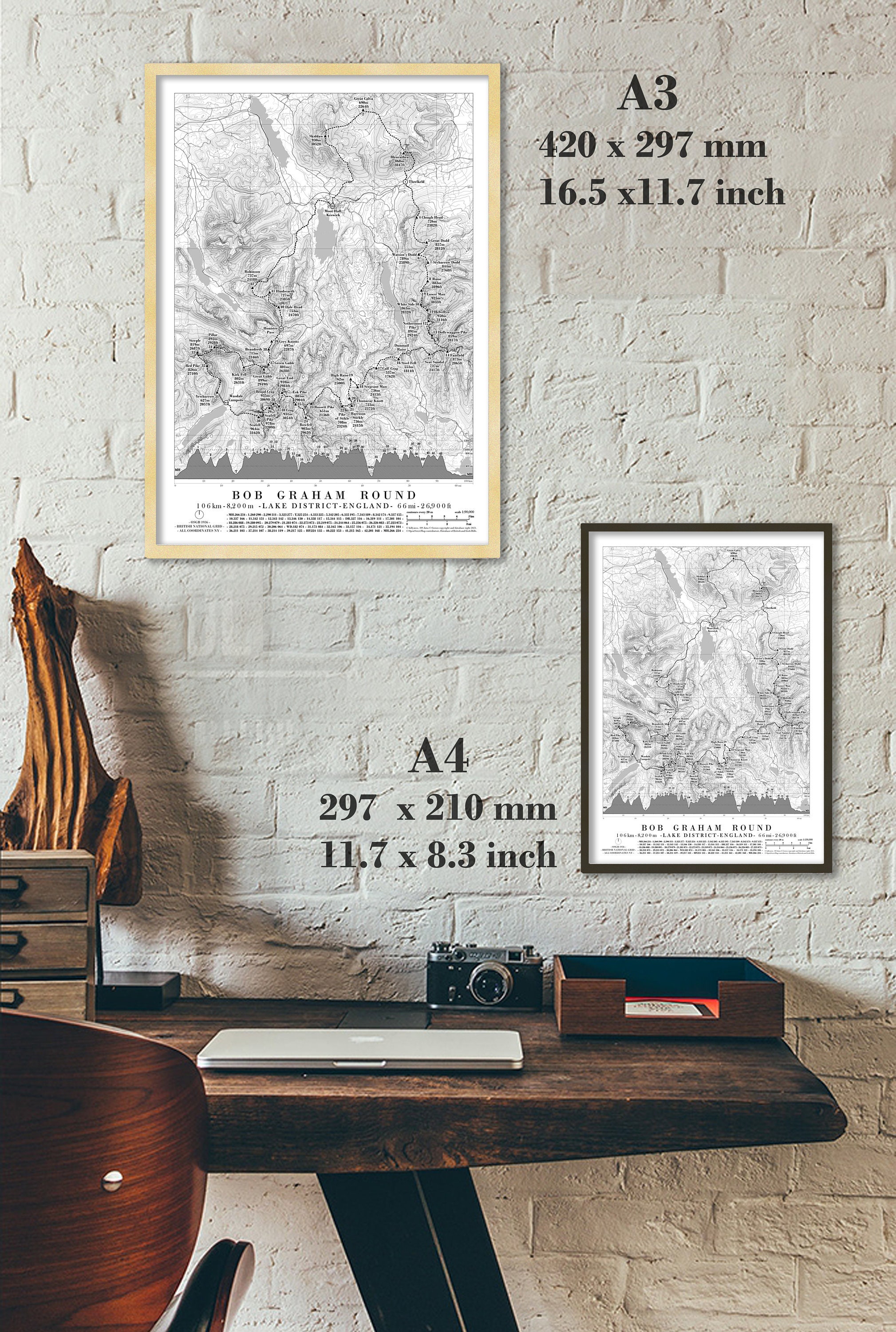 Bob Graham Round Map With Elevation Profile. Gift for Fell Runner ...