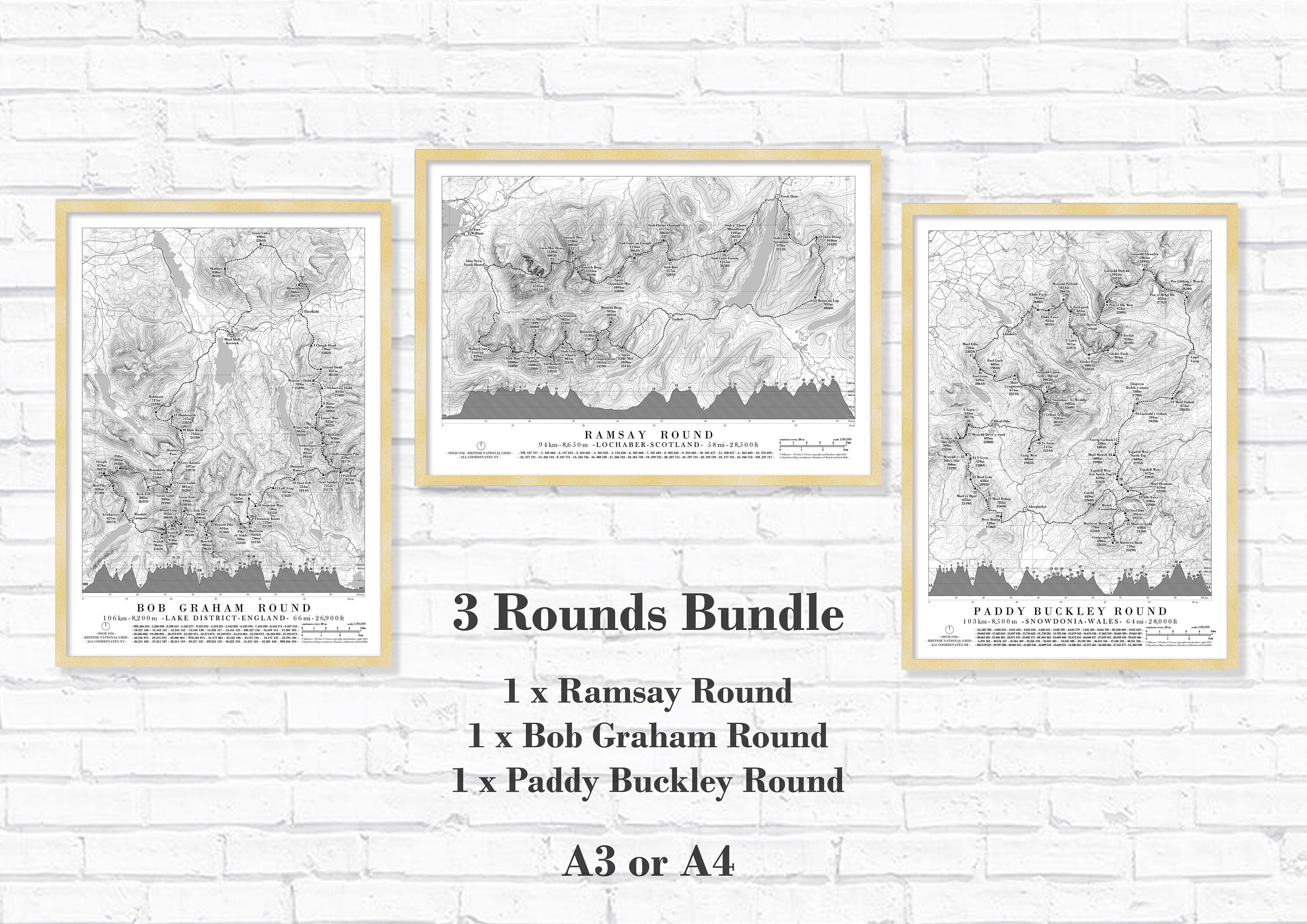 Bob Graham Round Map With Elevation Profile. Gift for Fell Runner ...