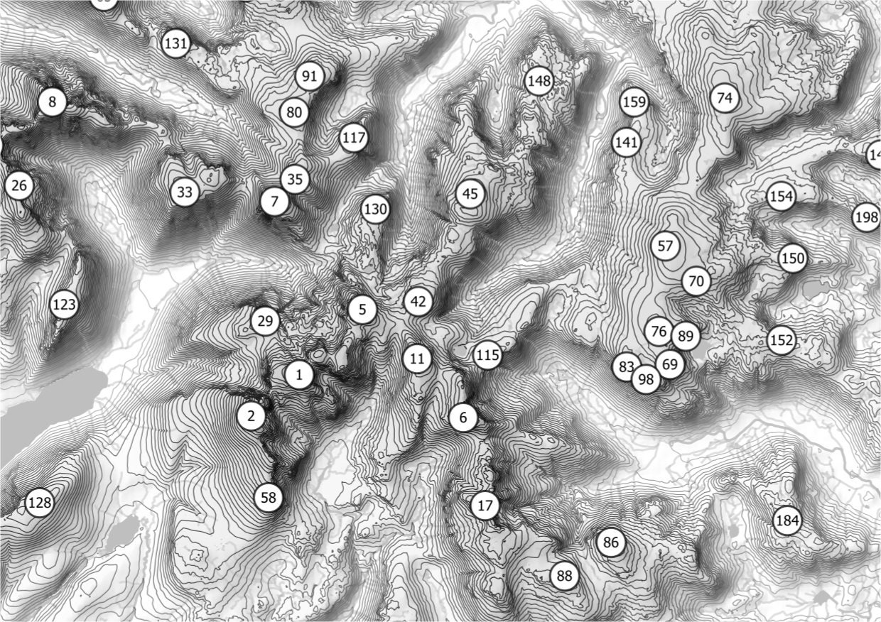 Wainwrights Bagging Map, Lake District National Park. Tick List by ...