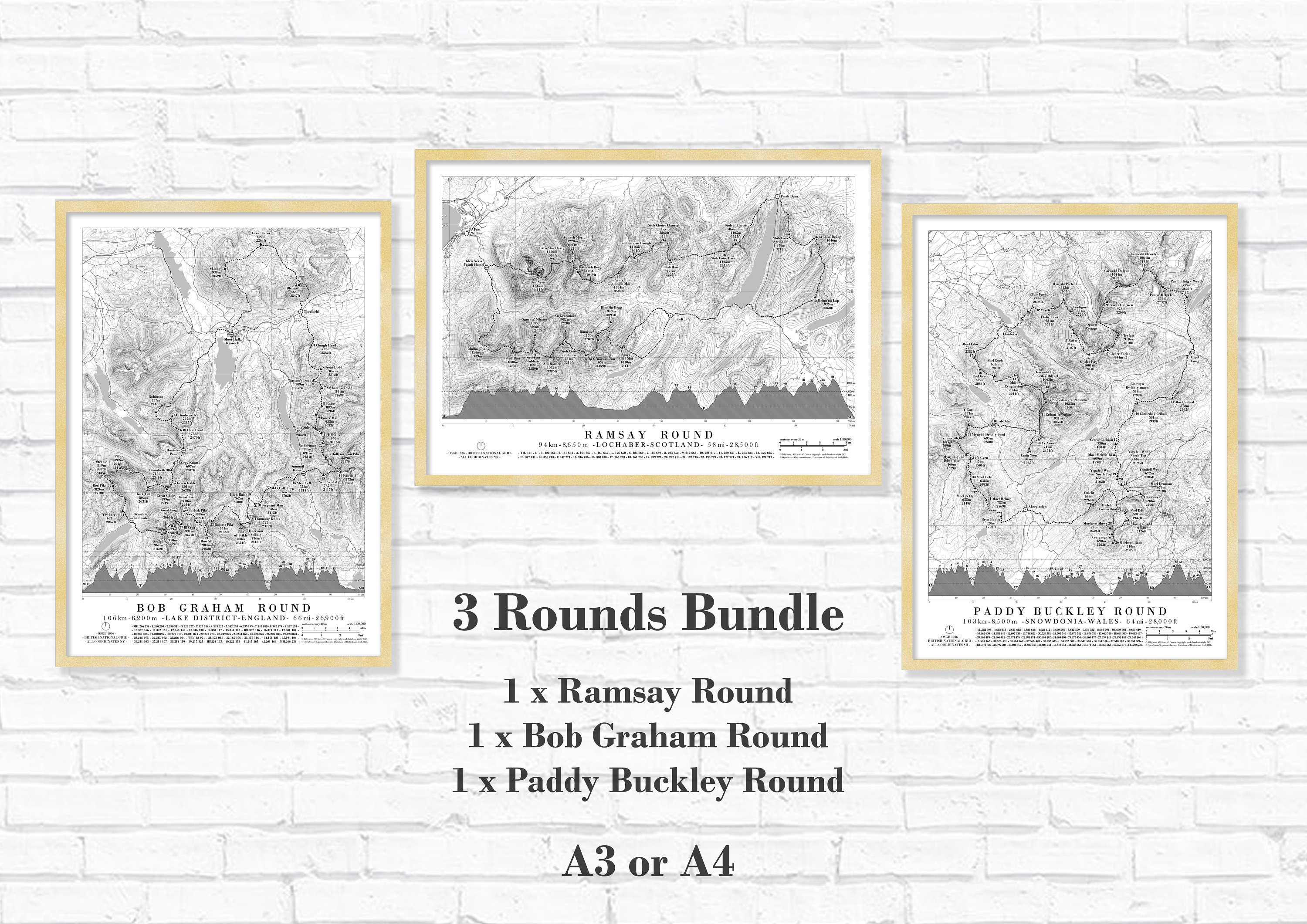 Ramsay Round Map With Elevation Profile. Gift for Hill Runner / Walker ...