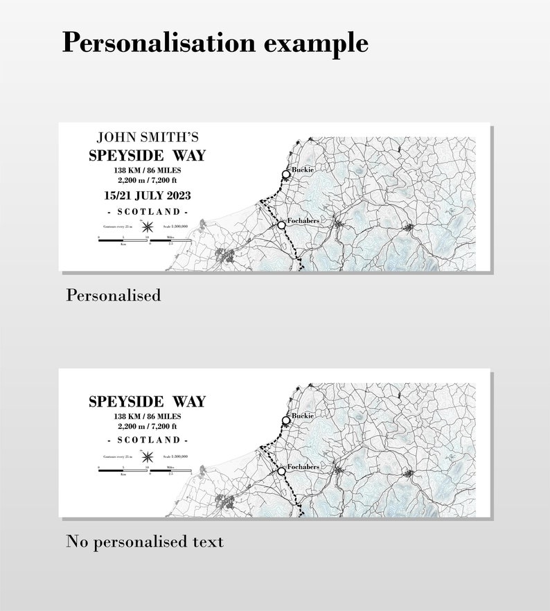 Speyside Way Map & Elevation Profile. Scottish Outdoor Challenge Gift ...
