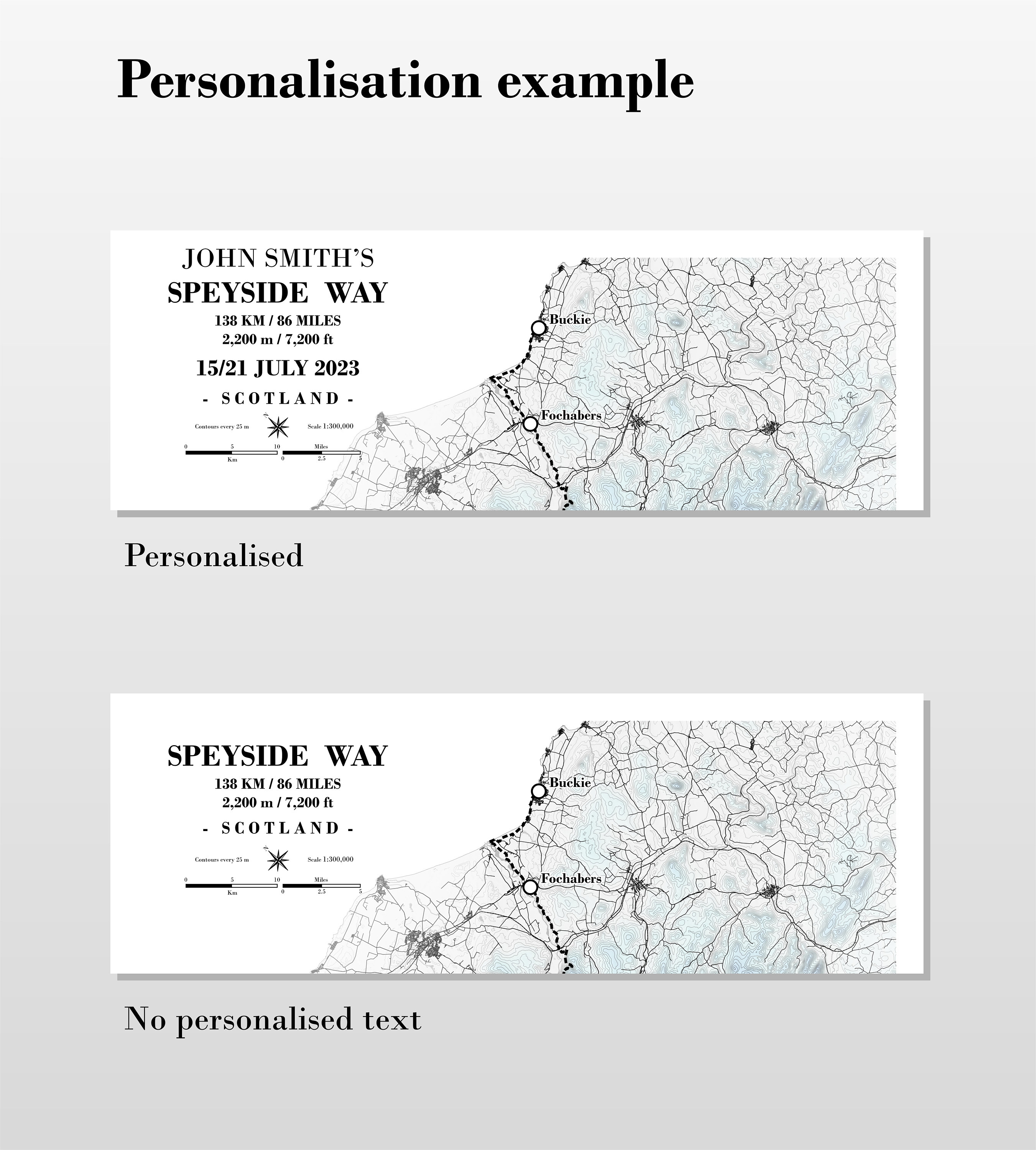 Speyside Way Map & Elevation Profile. Scottish Outdoor Challenge Gift ...