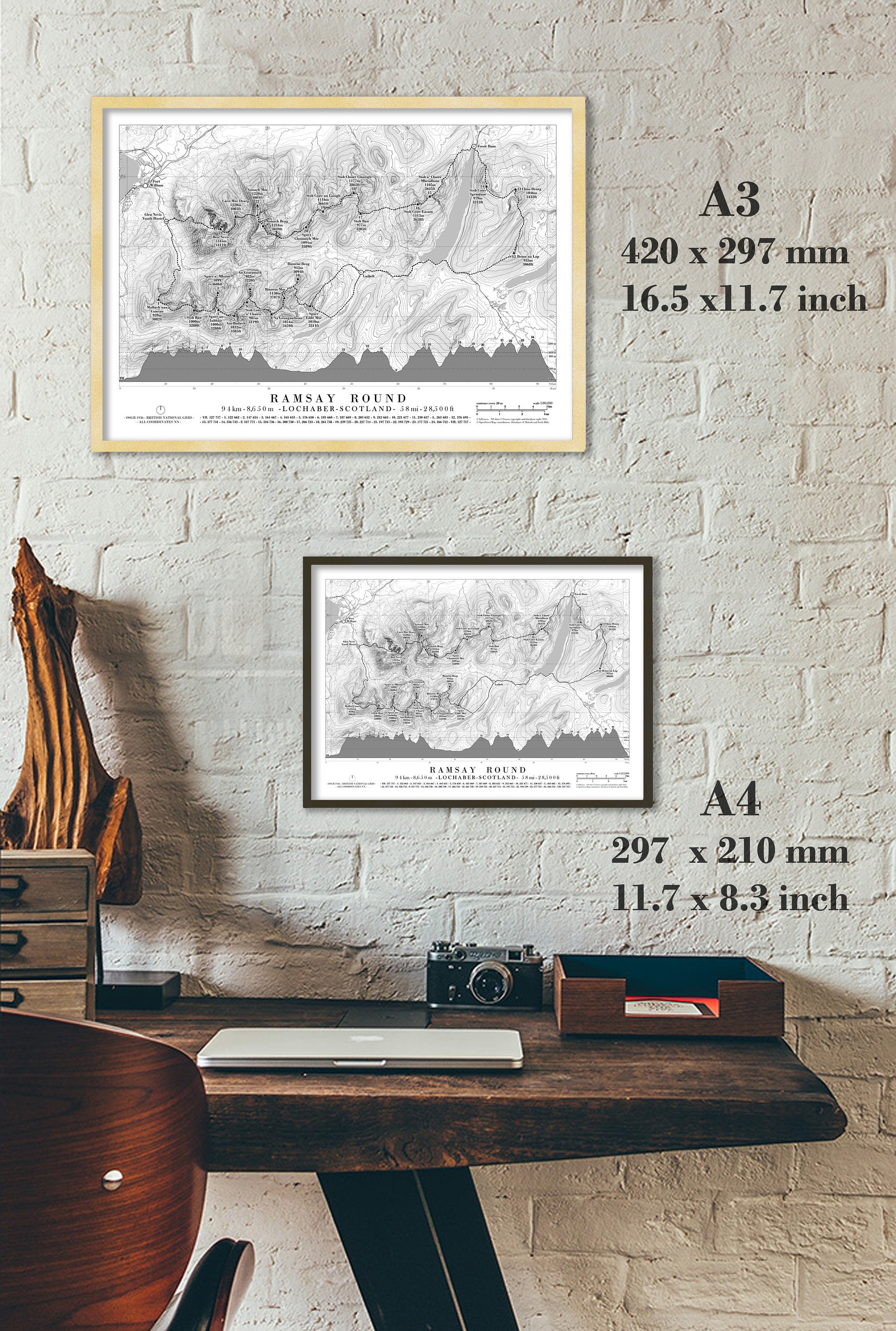 Ramsay Round Map With Elevation Profile. Gift for Hill Runner / Walker ...