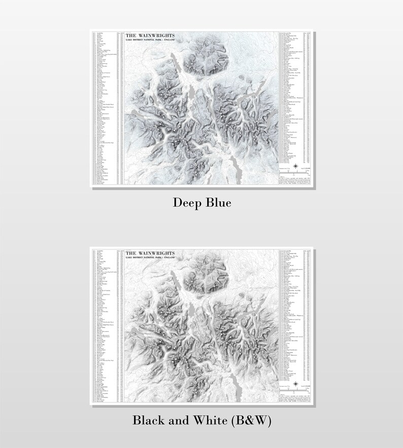 Wainwrights Bagging Map, Lake District National Park. Tick List by ...