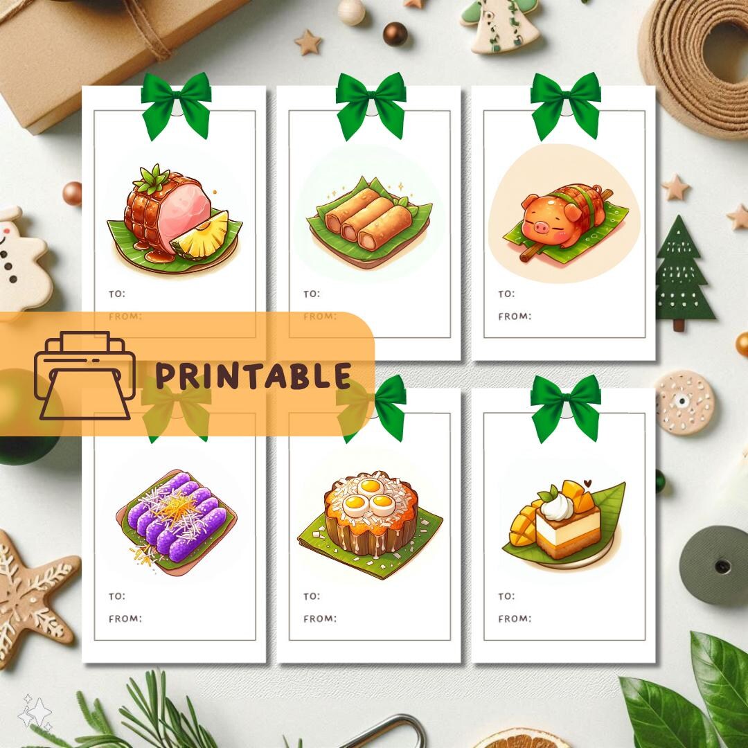 Pinoy Christmas Favorite Foods Printable Gift Tags Filipino Holiday ...