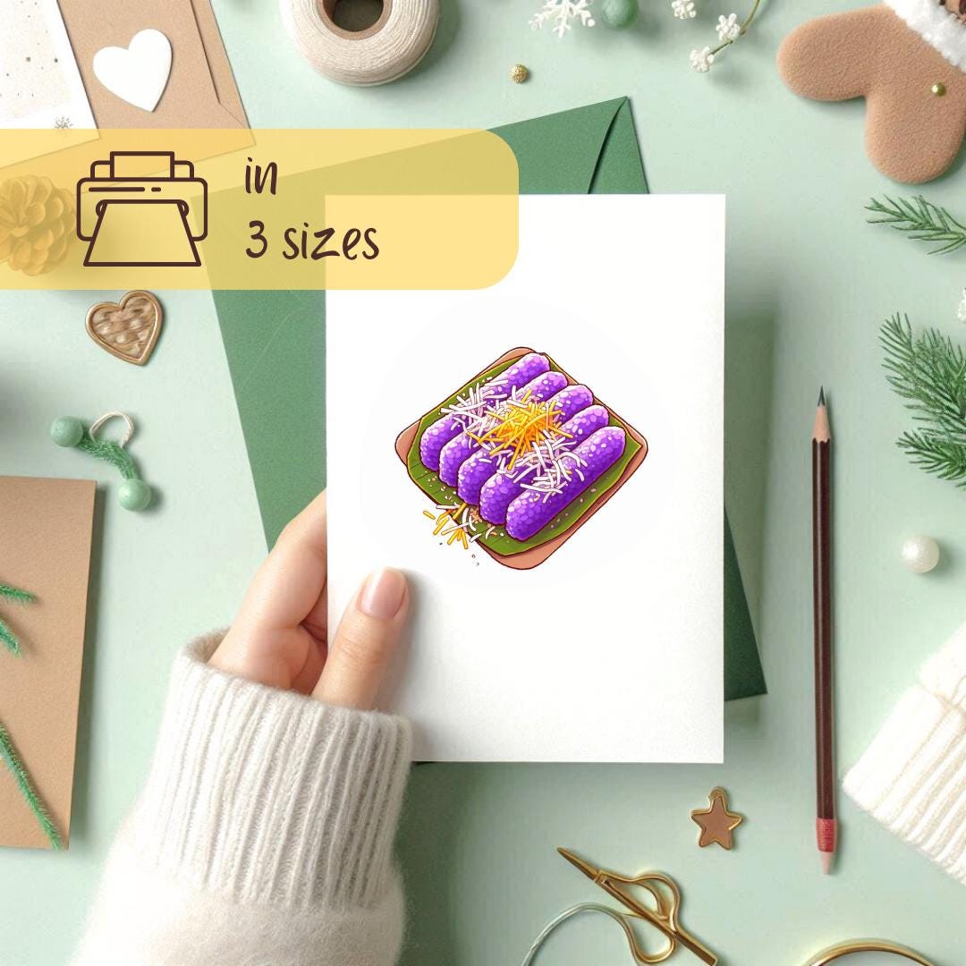 Puto Bumbong Christmas Card Instant Download Filipino Greeting Kawaii ...