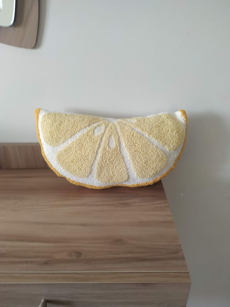Handmade Tufted Fruit Punch Needle Pillow Lemon Slice - Etsy