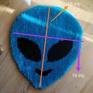 Alien Head Tufted Rug, Handmade Tufting Custom Rug, Space Carpet Home ...